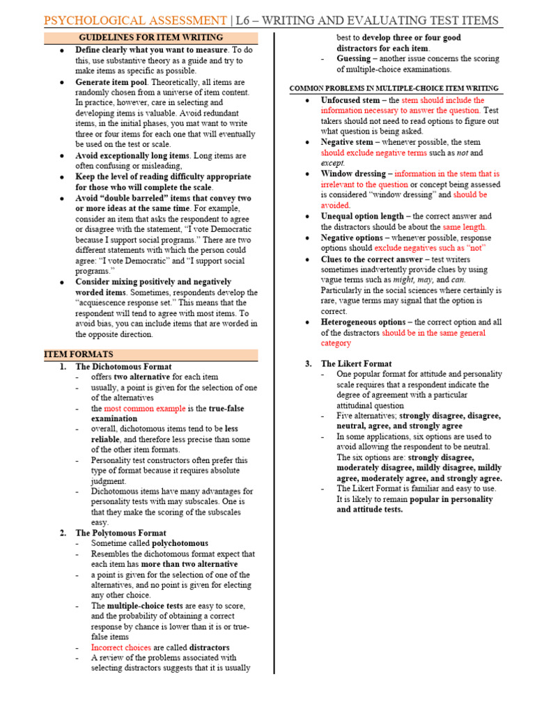 Writing Effective Test Items | PDF | Multiple Choice | Evaluation Methods