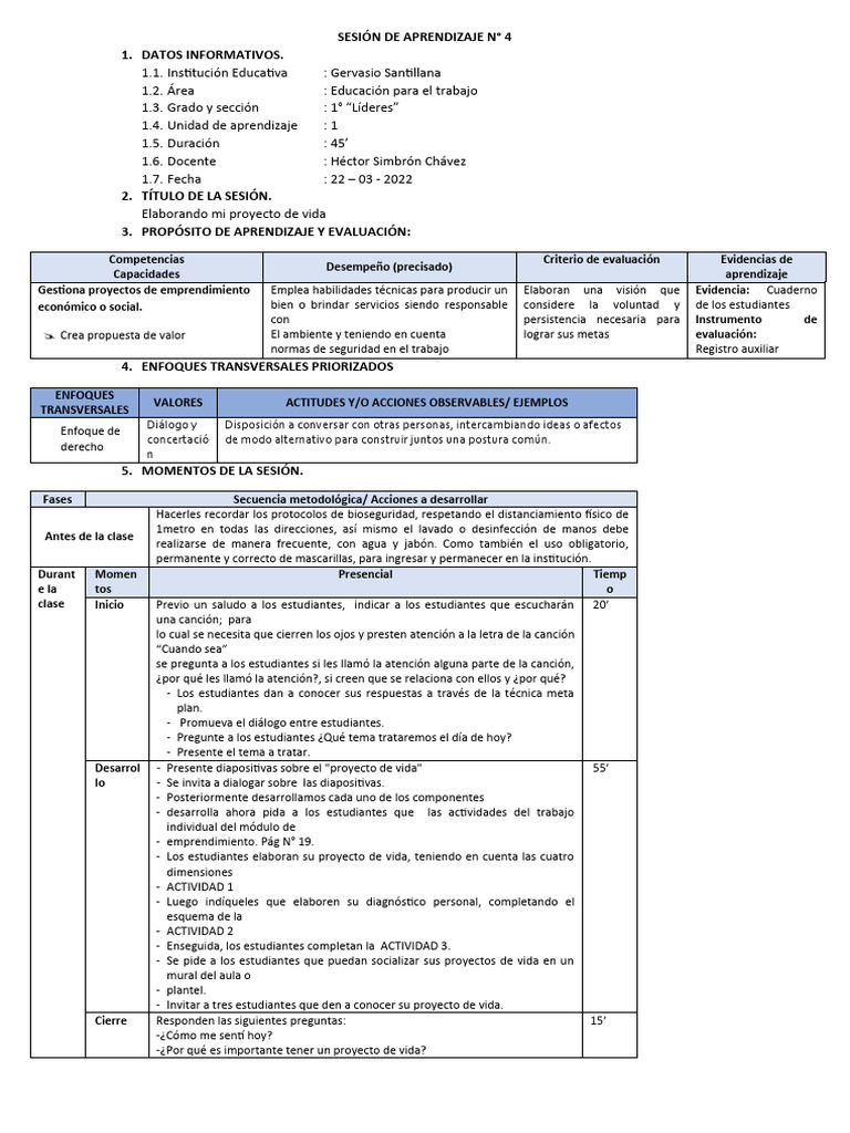 sesión 4-semana 2-EPT-1°-lideres | PDF | Evaluación | Aprendizaje