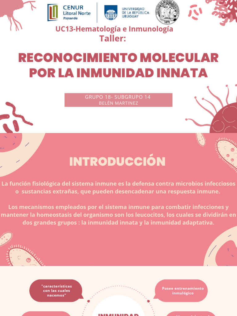 Reconocimiento Molecular Por La Inmunidad Innata | PDF | Sistema inmune | Sistema inmune innato