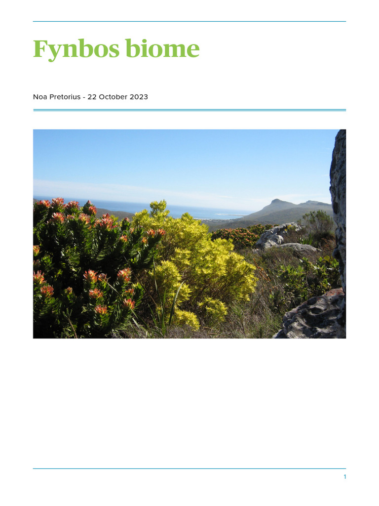 Fynbos Biome | PDF | Wet Season | Pollination