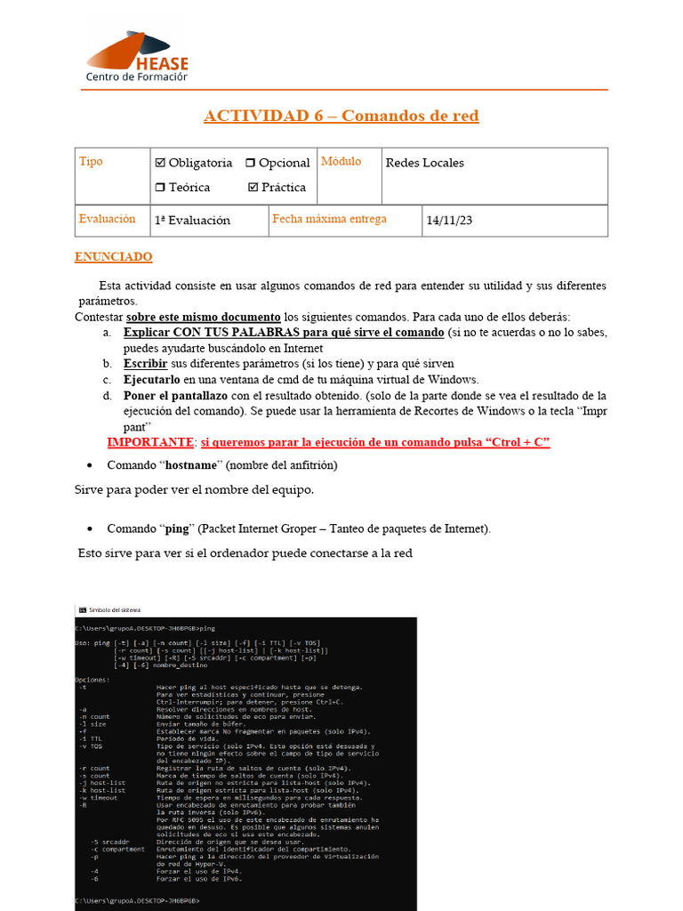 Actividad 06 - Comandos de Red | PDF | Tecnología de información y comunicaciones ...