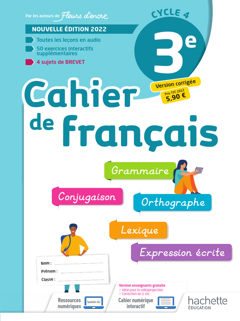 Hachette Cahier de Francais 3e Ed2022 | PDF | Clause | Phrase