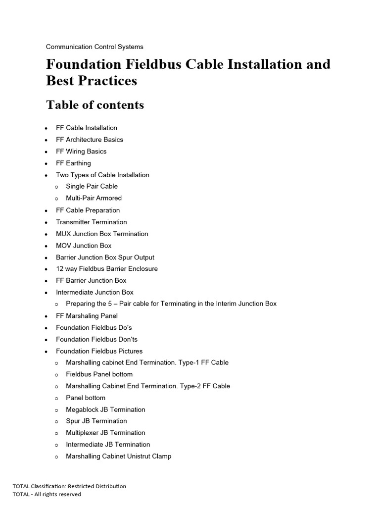 Foundation Fieldbus Cable Installation and Best Practices | PDF | Electrical Wiring | Wire