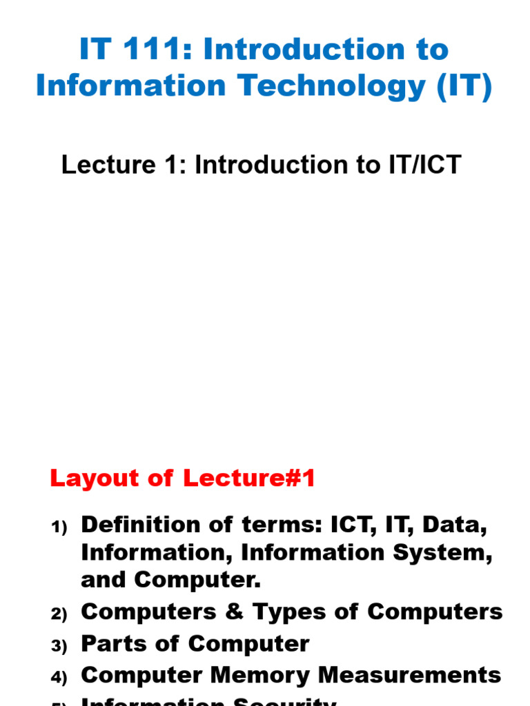 IT111 Lecture01 | PDF | Malware | Security