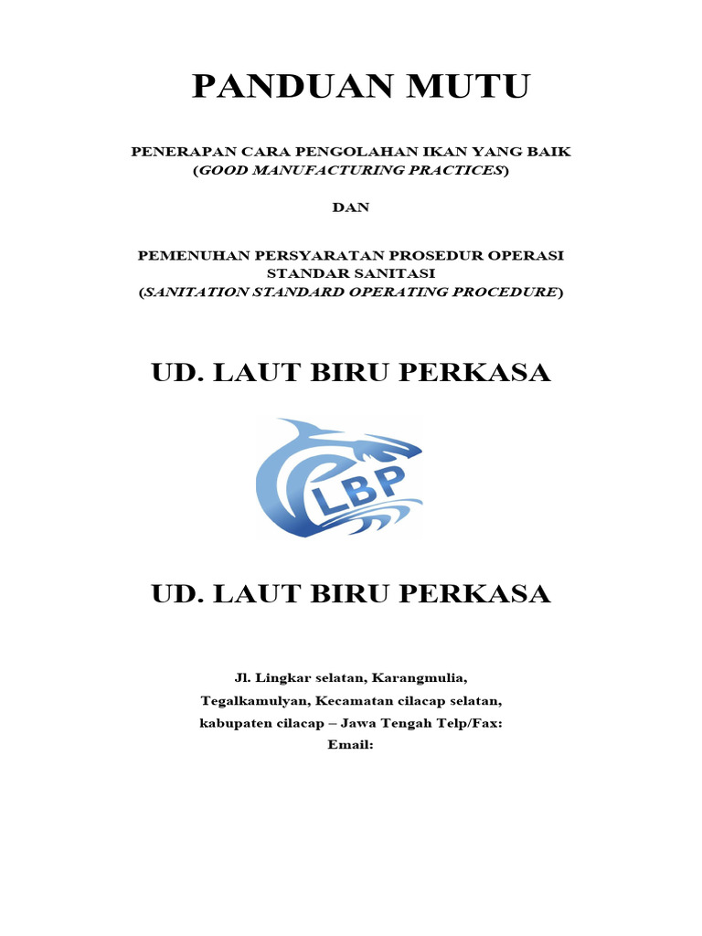 Panduan Mutu Ikan Pelagic UD. LAUT BIRU PERKASA | PDF | Sains & Matematika