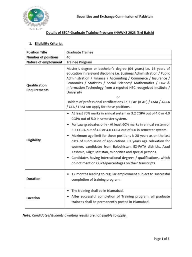 SECP GTP Details 2023 Complete | PDF | Academic Degree | Business