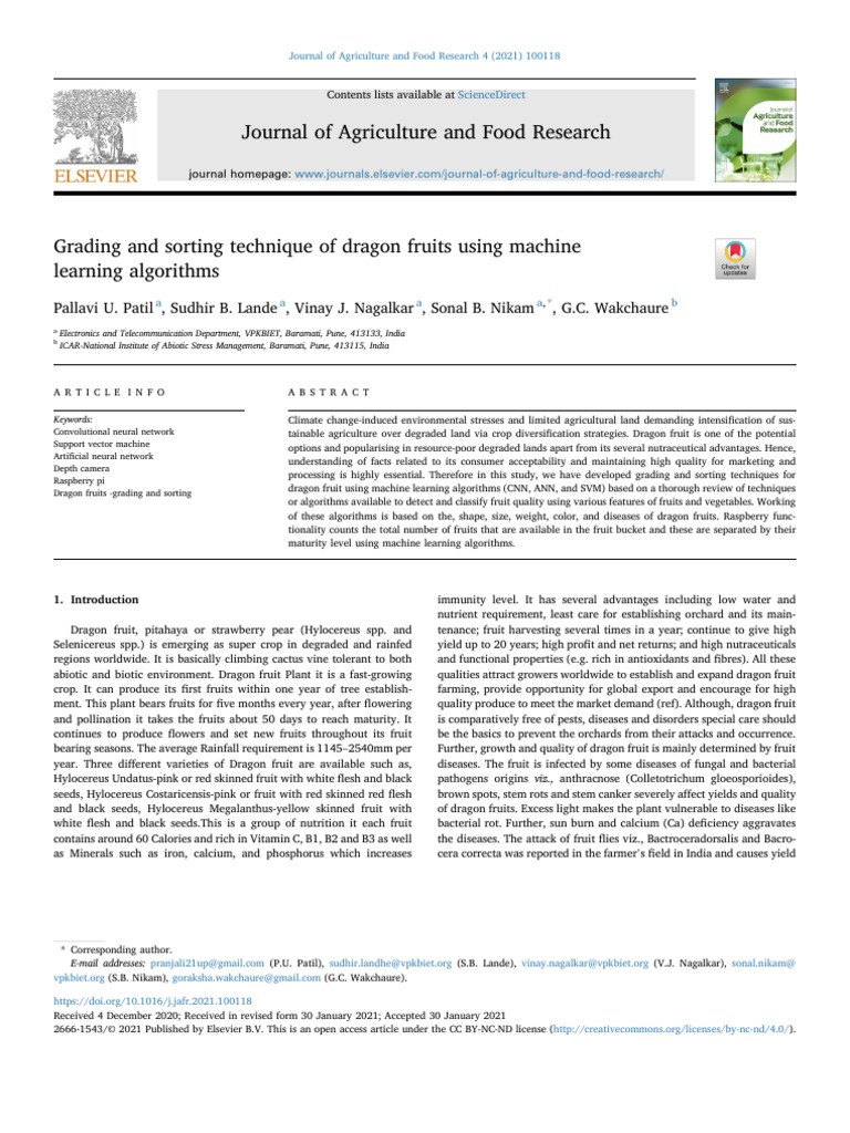 Dragon Fruits2021 | PDF | Artificial Neural Network | Support Vector Machine