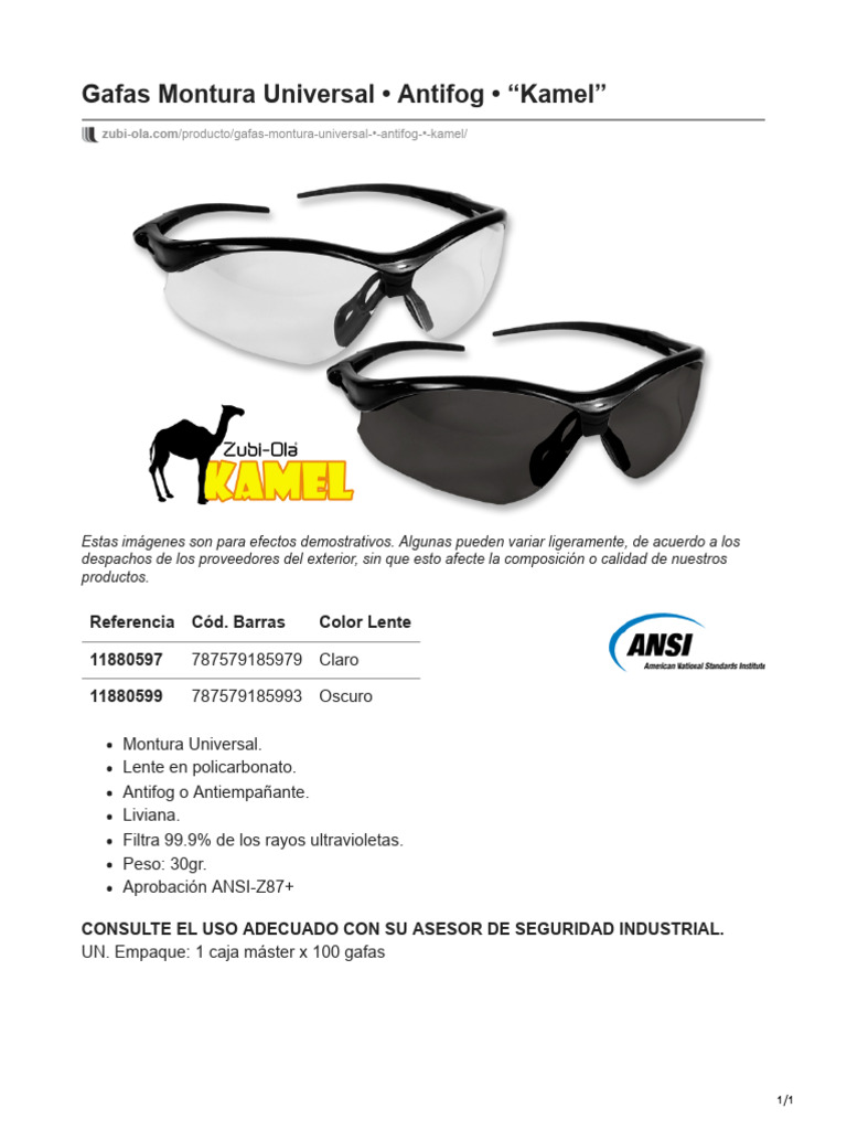 FICHAS TECNICA Gafas Montura Universal | PDF | Tecnología