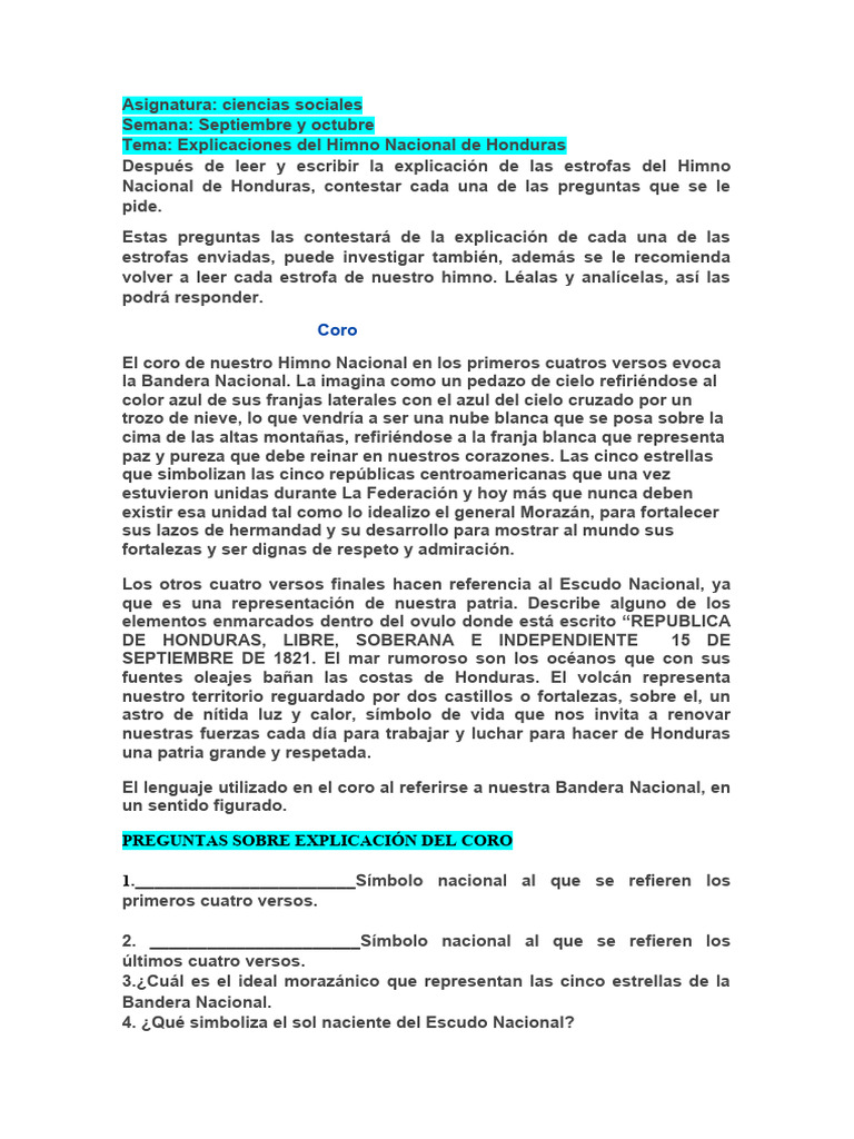 Explicación Oficial Del Himno Nacional de Honduras | PDF | revolución Francesa | España