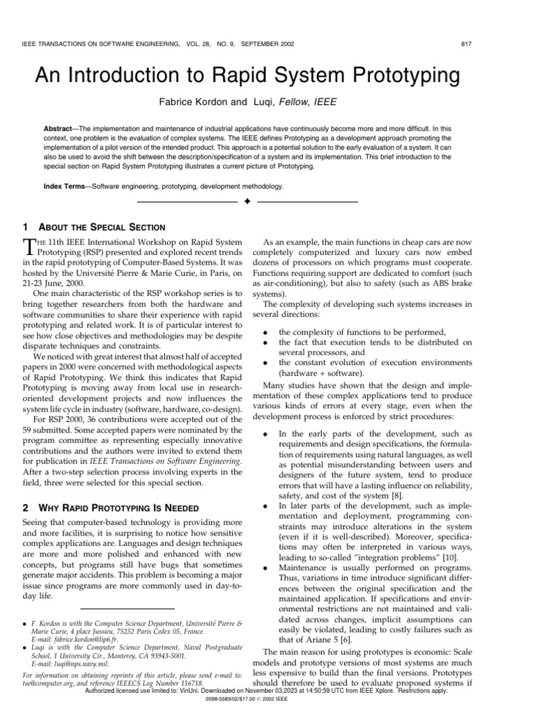 An Introduction To Rapid System Prototyping | PDF | Software Prototyping | Prototype