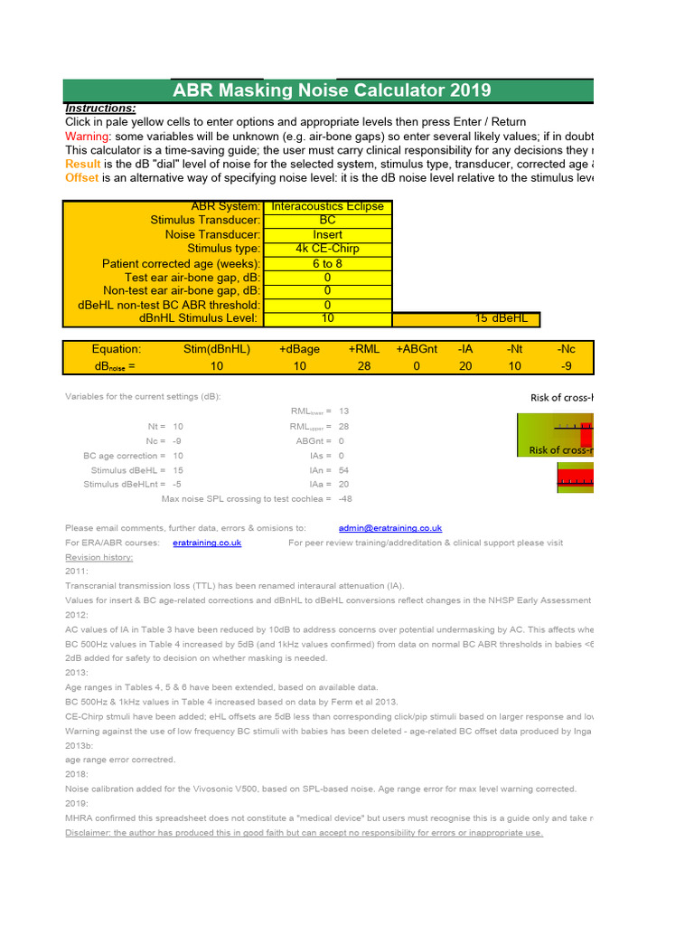 ABR Masking Calculator 2019 | PDF | Acoustics
