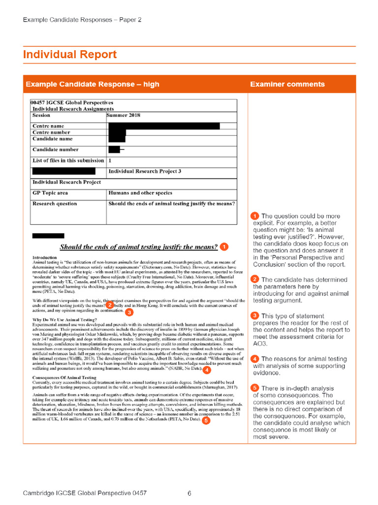 0457 Example Candidate Responses Paper 2 (For Examination From 2018) | PDF