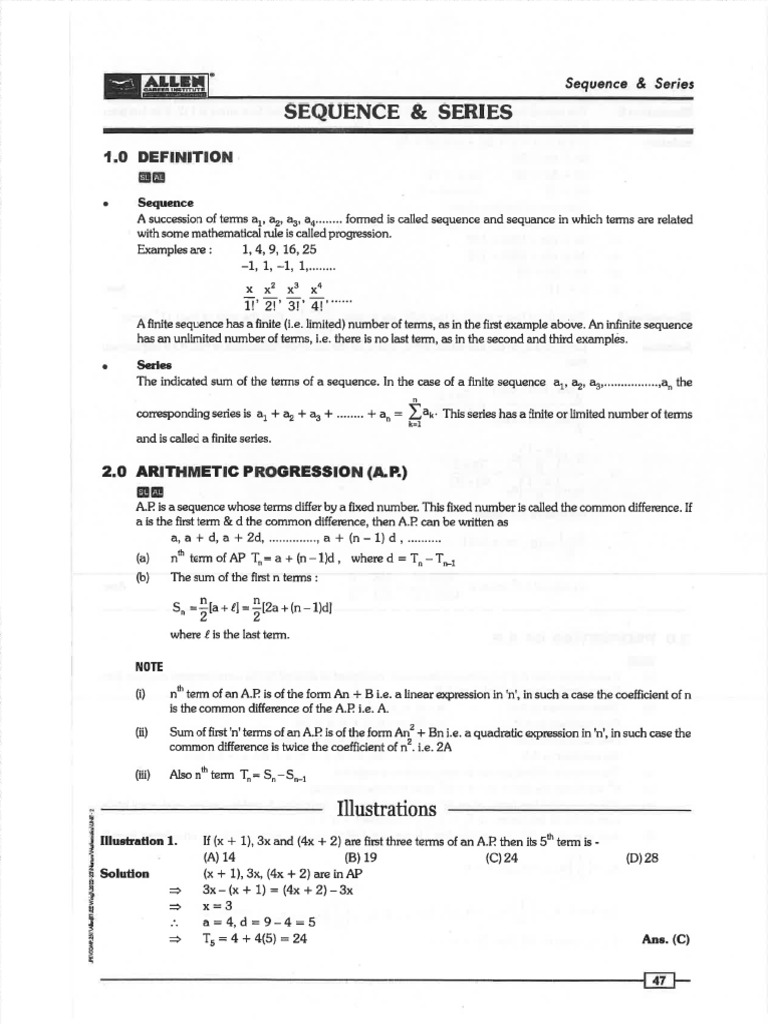 Sequence & Series Module | PDF