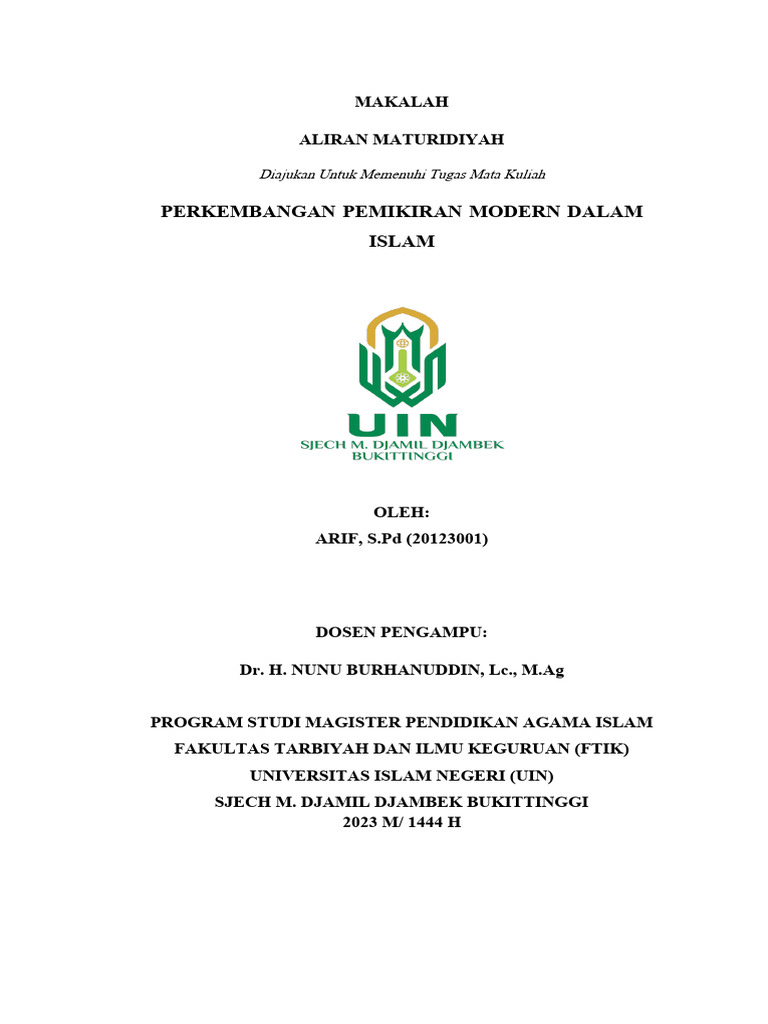 Pemikiran Aliran Maturidiyah | PDF