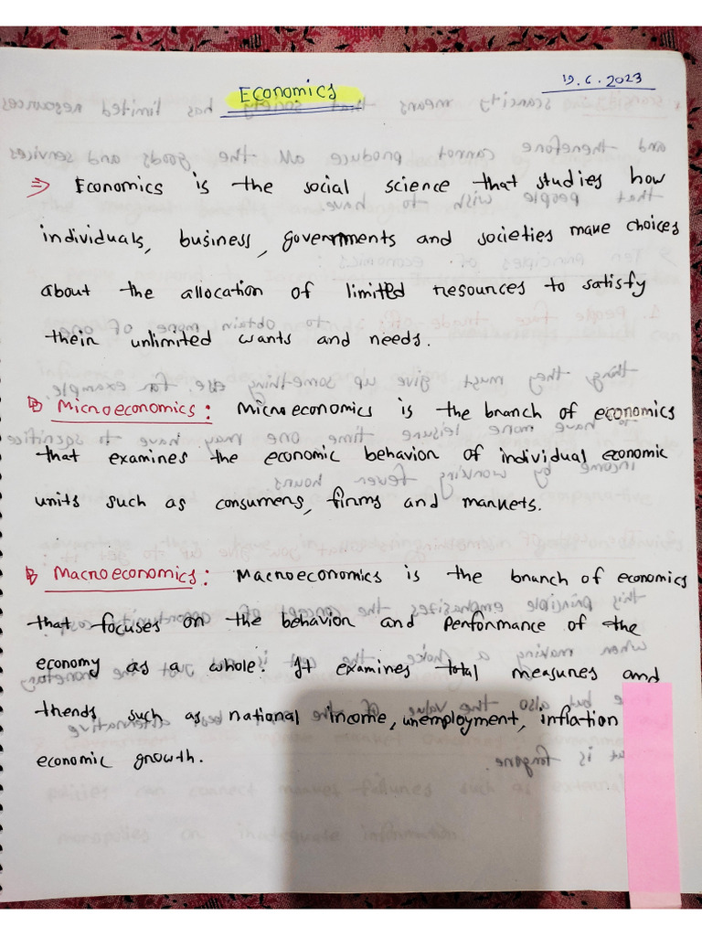 Economics Hand Note | PDF