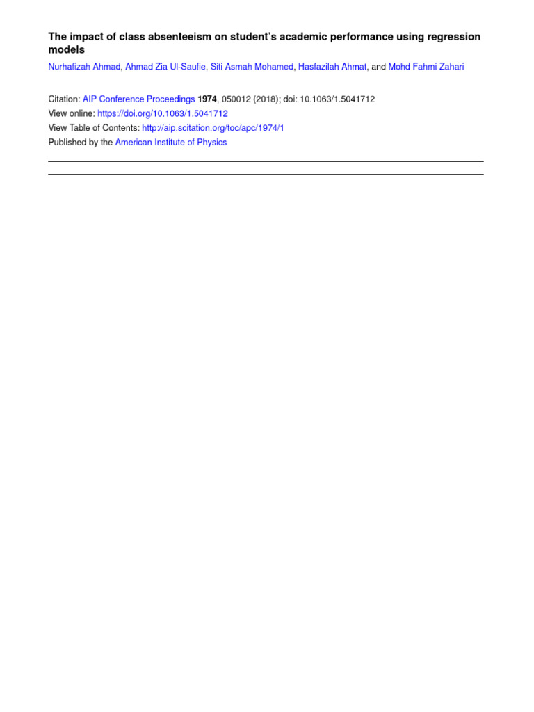 Class Absenteeism's Effect on Grades | PDF | Statistics | Science