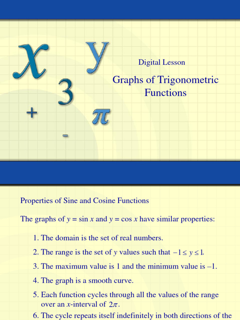 Graphs Of Trigonometric Functions Pdf Trigonometric Functions Elementary Mathematics
