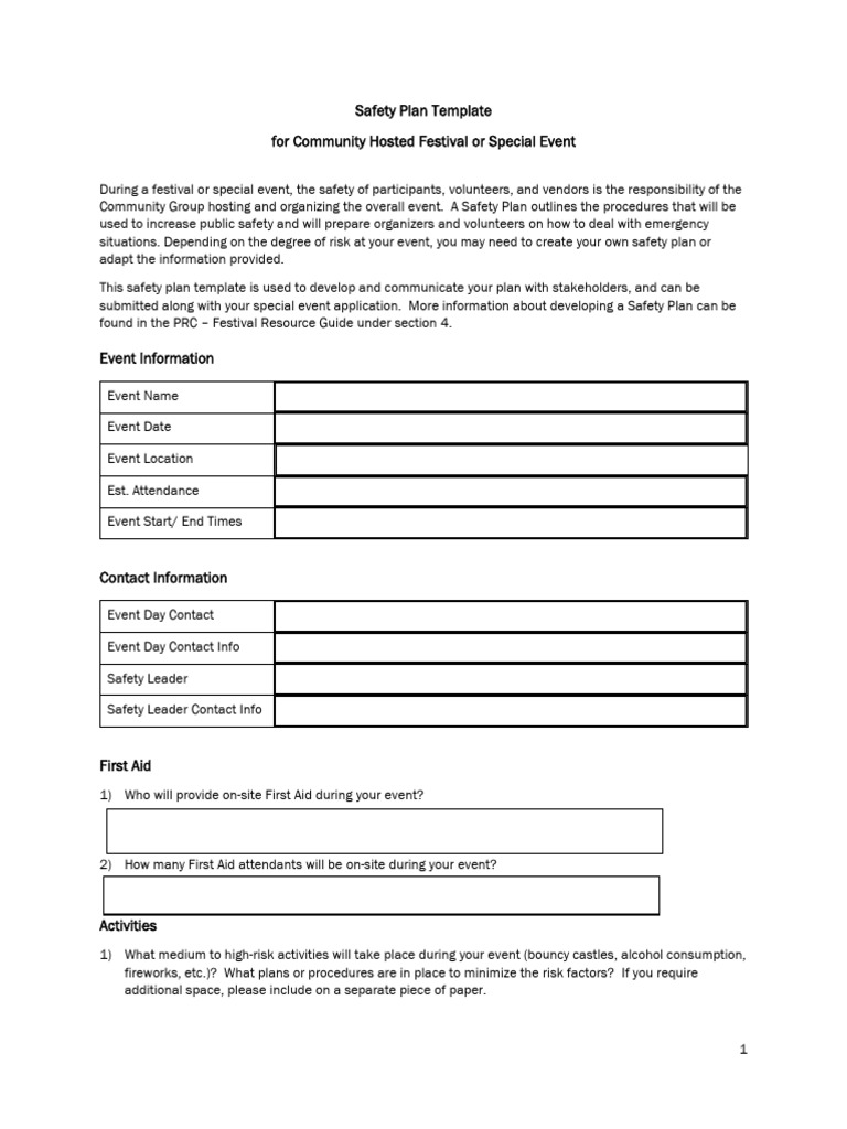 Safety Plan Template | PDF | Safety