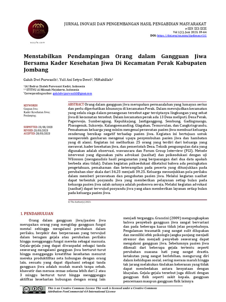 Menstabilkan Pendampingan Orang Dalam Gangguan Jiwa Bersama Kader Kesehatan Jiwa Di Kecamatan ...