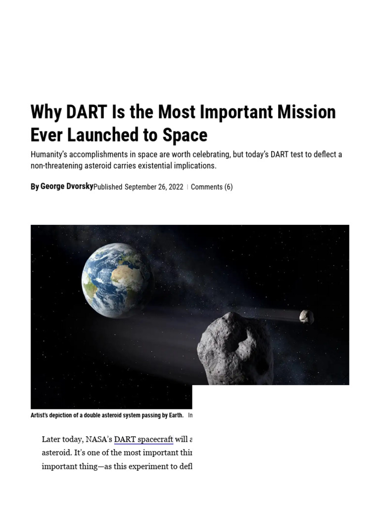 Why DART Is The Most Important Mission Ever Launched To Space | PDF