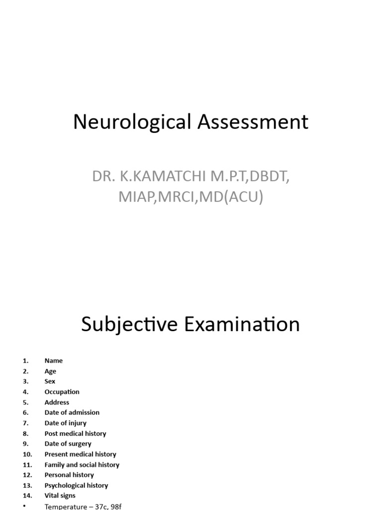 Neuro Assessment | PDF | Somatosensory System | Senses