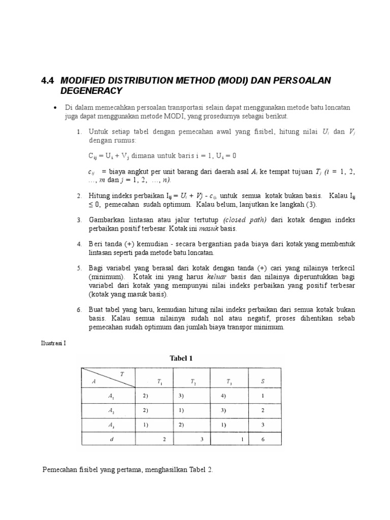 Modified Distribution Method | PDF