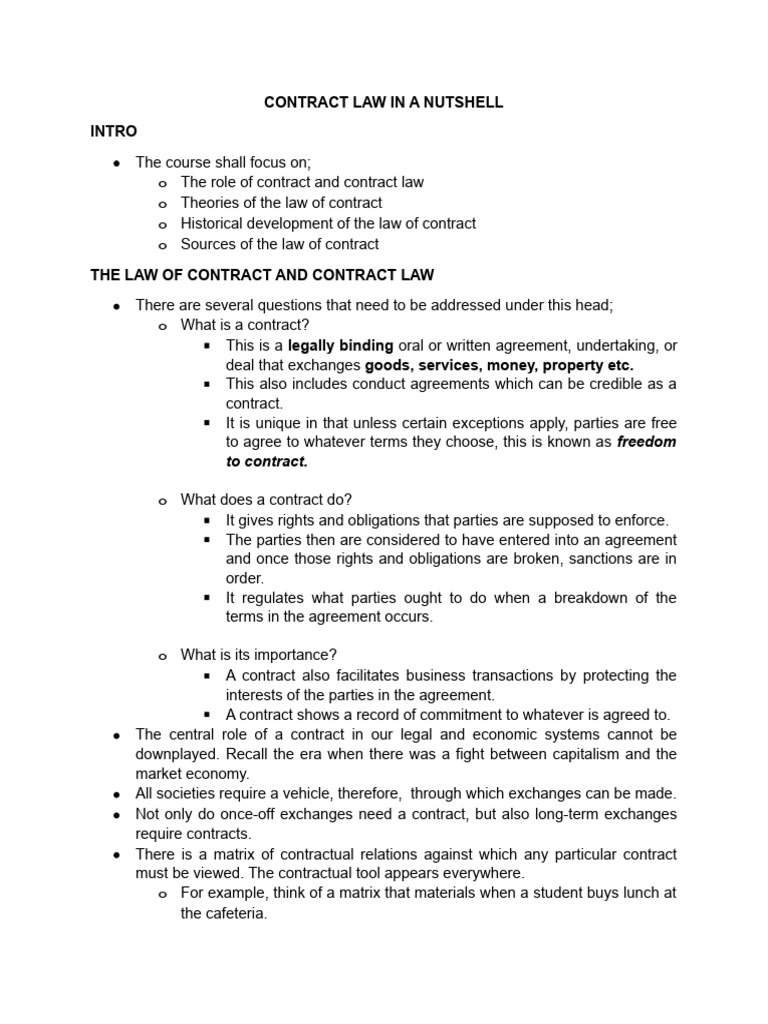 Overview of Contract Law Principles | PDF | Offer And Acceptance ...