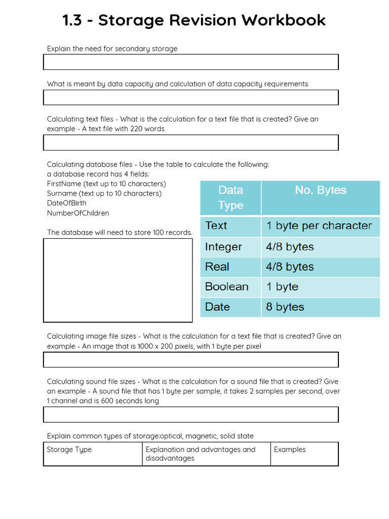 Secondary Storage Guide & Calculations | PDF | Computer Data Storage ...