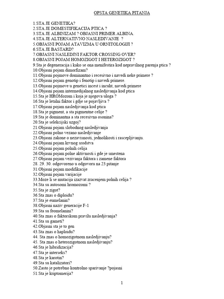 Genetika Opsta Komplet | PDF