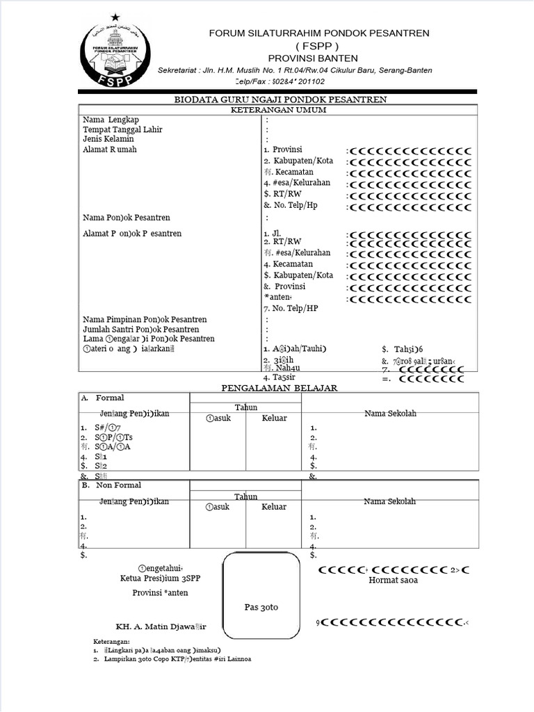 Dokumen - Tips - Formulir Guru Ngaji | PDF