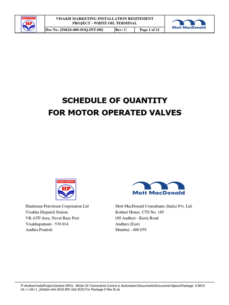 11 - 254624-400-Soq-Int-002 Soq For Package II | PDF | Valve | Actuator
