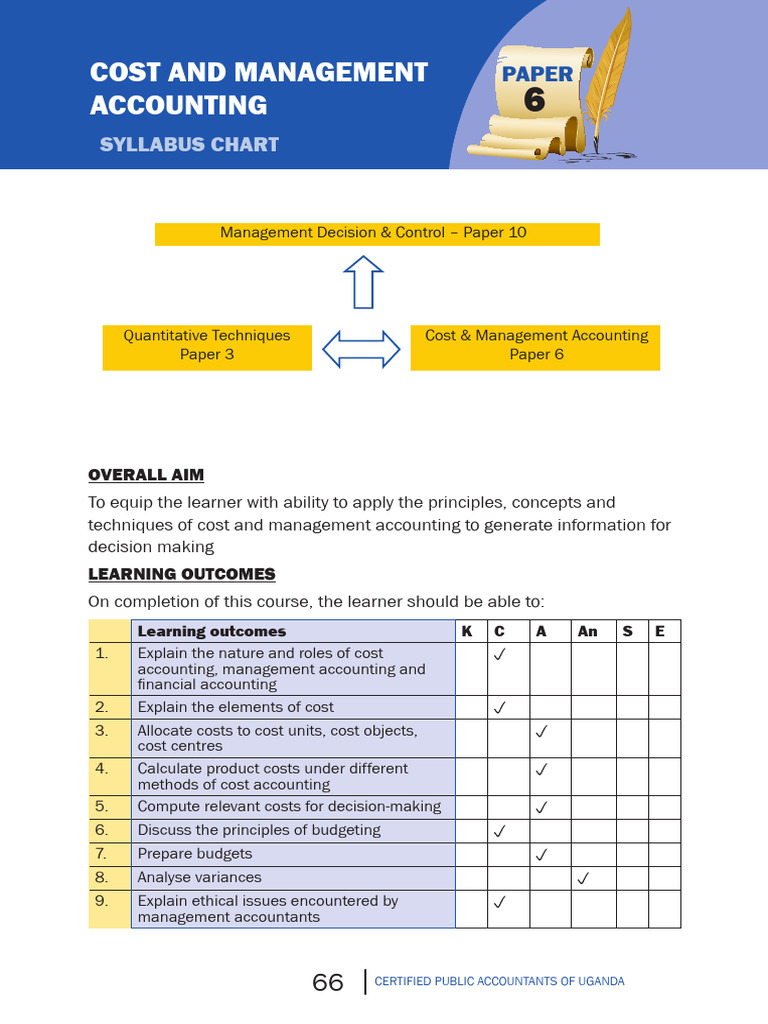 6 CPA COST AND MANAGEMENT ACCOUNTING Paper 6 | PDF | Cost Accounting ...