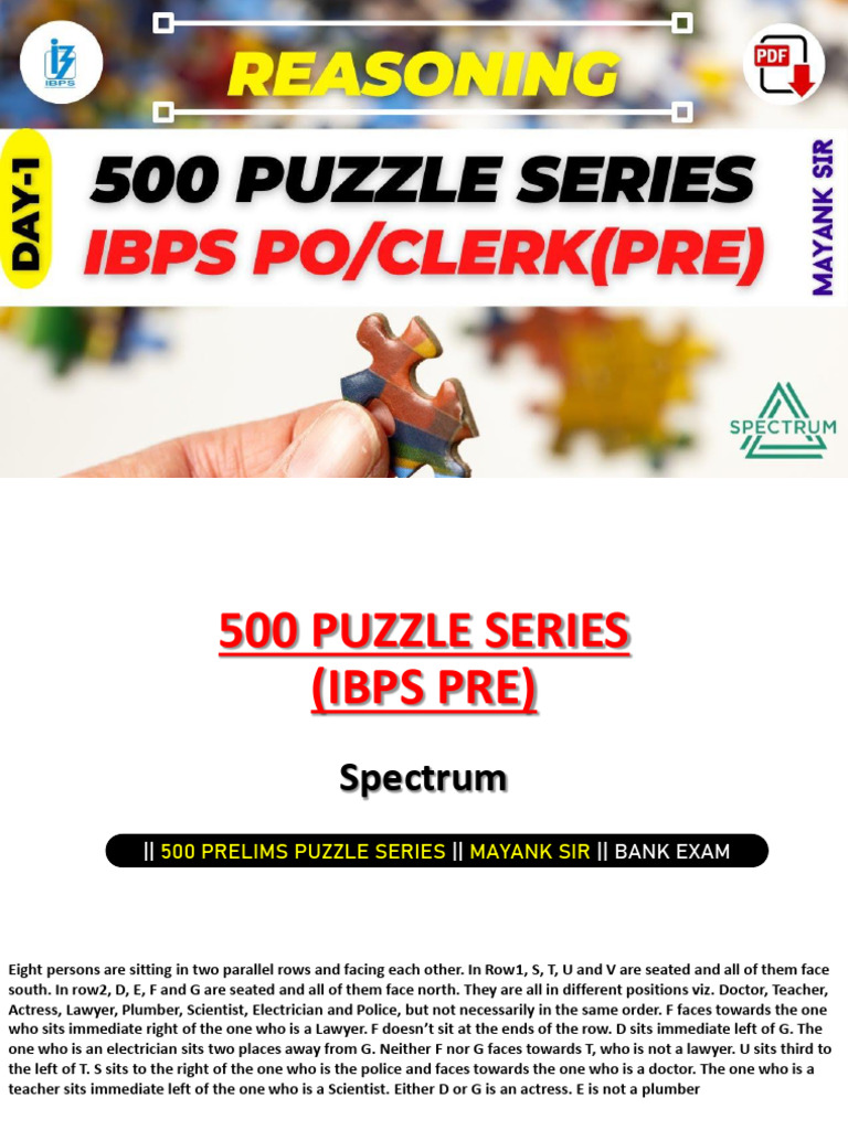 500 Puzzle Series (1 To 100) PDF | PDF