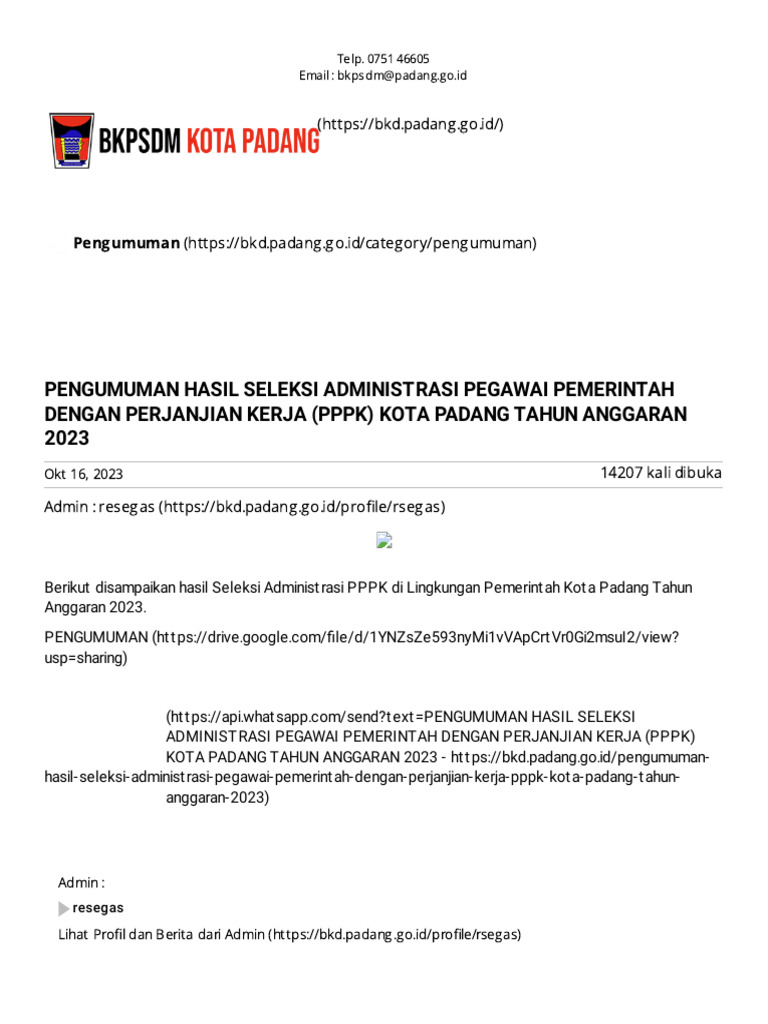 BKPSDM Kota Padang | PDF
