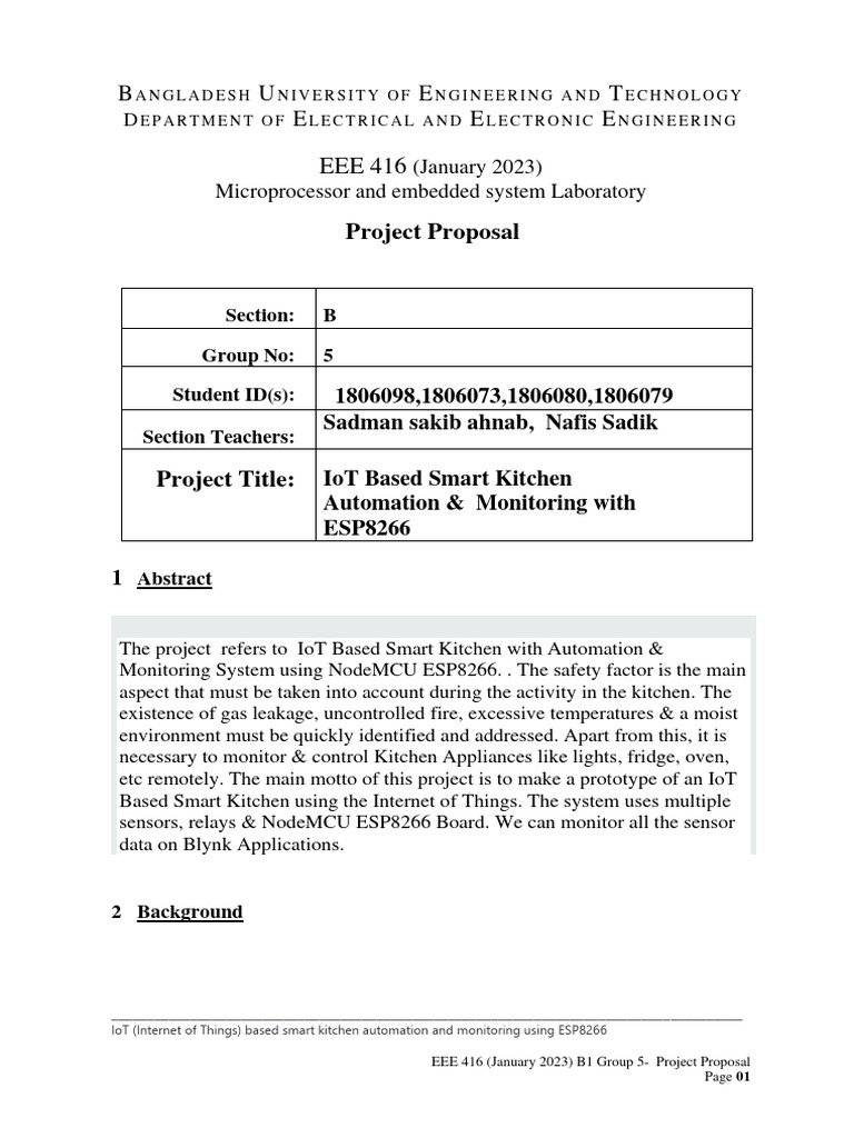 EEE 416 Project Proposal Template | PDF | Internet Of Things | Automation