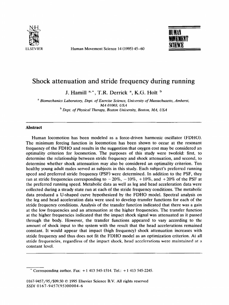Shock Attenuation and Stride Frequency During Running | PDF | Spectral Density | Running