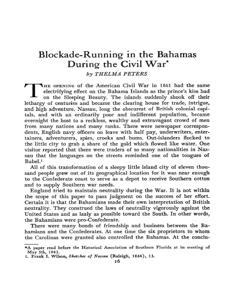 Blockade-Running in The Bahamas During The Civil War | PDF | Water ...
