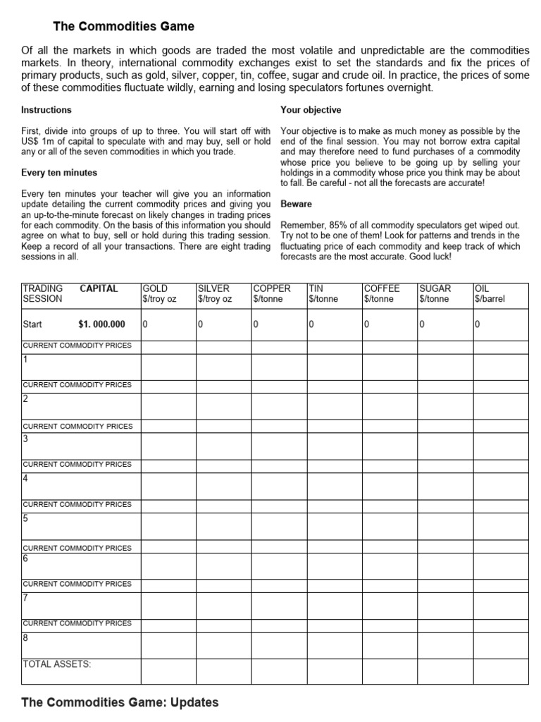 The Commodities Game | PDF | Commodity Markets | Commodity