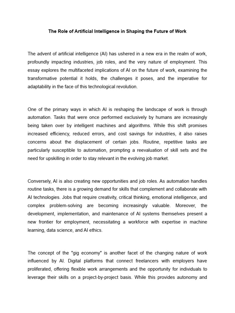 The Role of Artificial Intelligence in Shaping The Future of Work | PDF | Artificial ...
