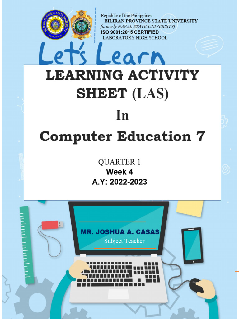 LAS LEARNING ACTIVITY SHEET FOR GRADE 7 Keyboard | PDF | Computer Keyboard | Keyboard Shortcut