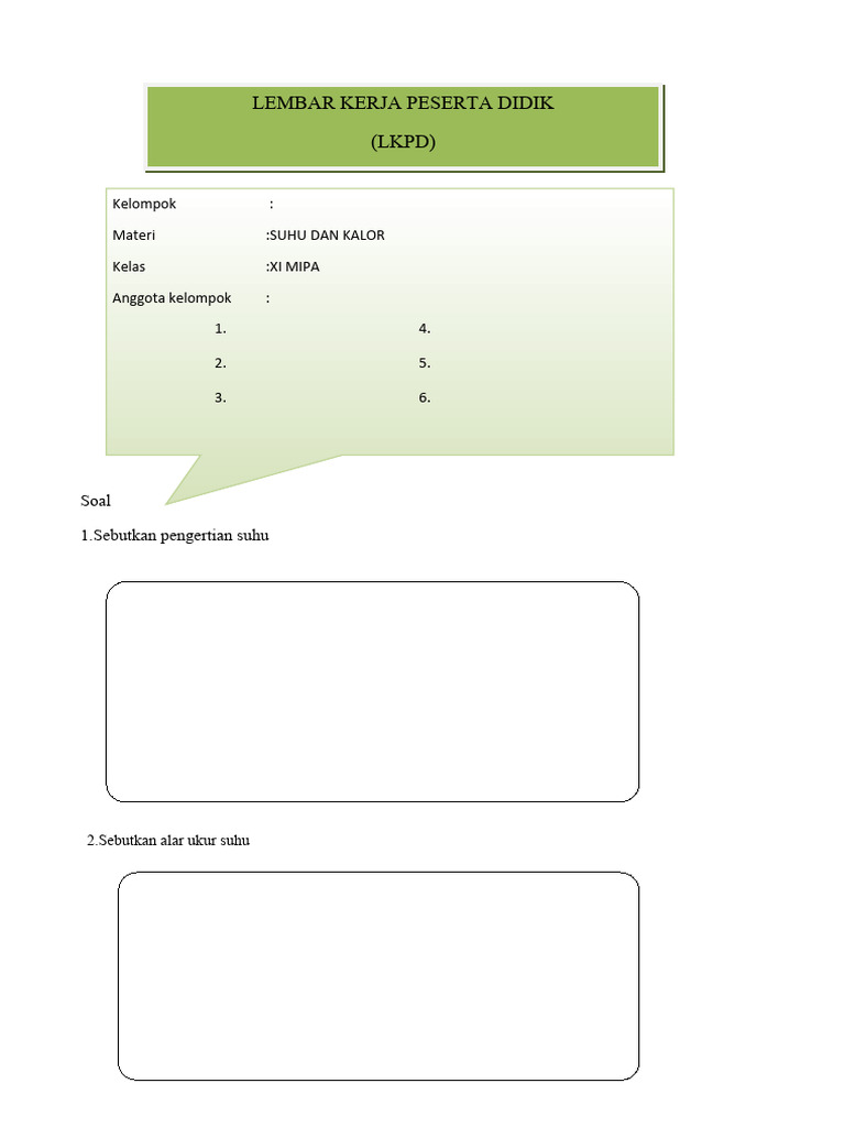 Lkpd Suhu Dan Kalor Pdf