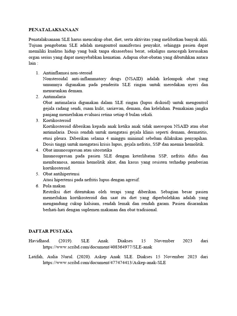 Penatalaksanaan Sle | PDF | Kesehatan Holistik