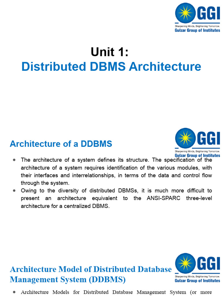 Unit-1 DDBMS Architecture | PDF | Databases | Database Schema