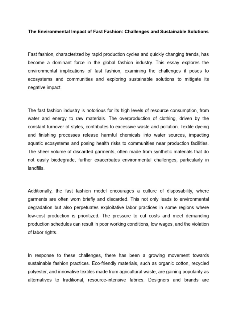 The Environmental Impact of Fast Fashion Challenges and Sustainable ...