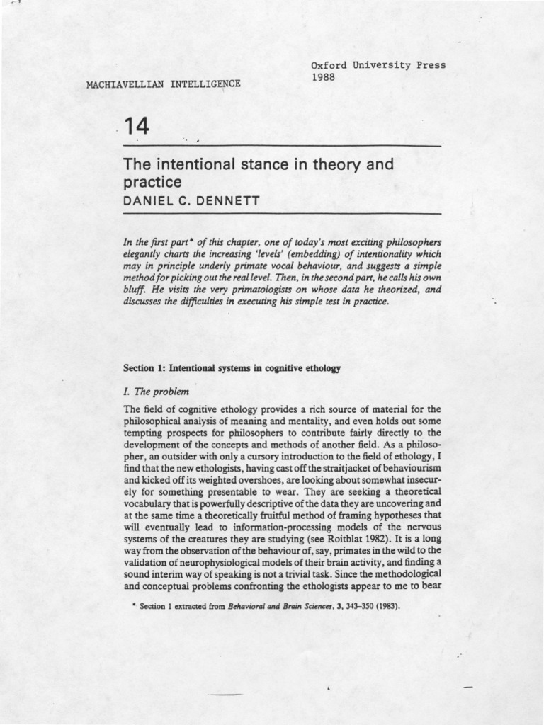The Intentional Stance in Theory and Practice | PDF | Hamlet | Theory
