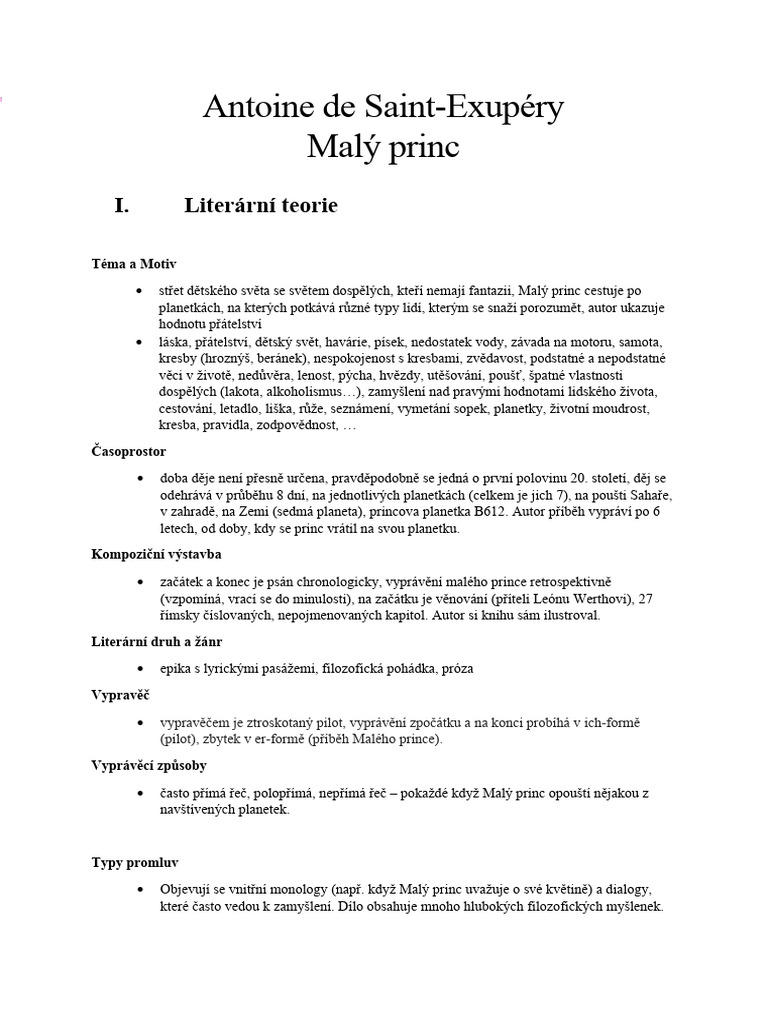 Antoine de Saint-Exupéry - Malý Princ | PDF