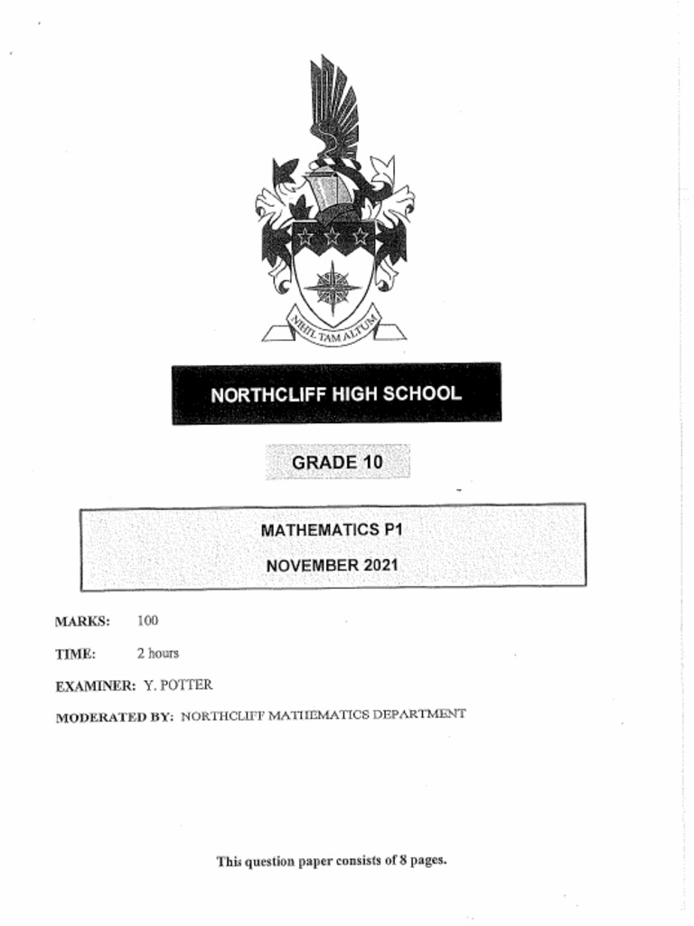 Grade 10 Mathematics P1 2021 Pdf