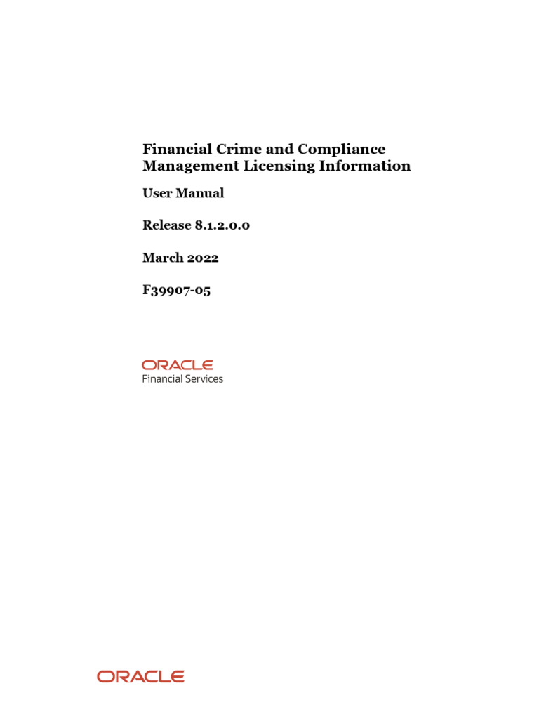 FCCM Licensing Information User Manual Release 8.1.2 | PDF | Oracle ...