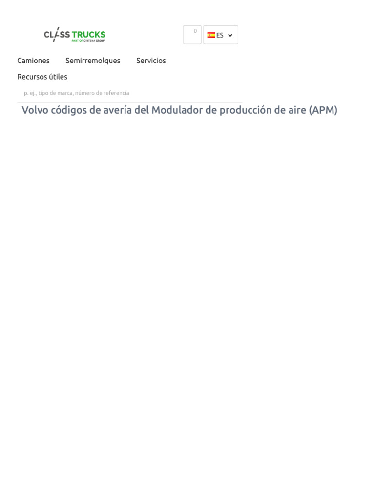 Volvo Códigos de Avería Del Modulador de Producción de Aire (APM) | PDF ...