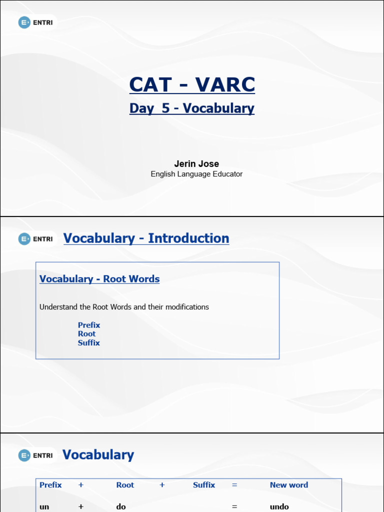 CAT VARC Day 5 - Vocab 1 | PDF | Grammar | Linguistic Morphology
